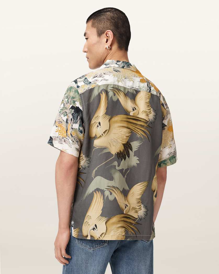 Wader Short Sleeve Linen Blend Shirt Off White | ALLSAINTS